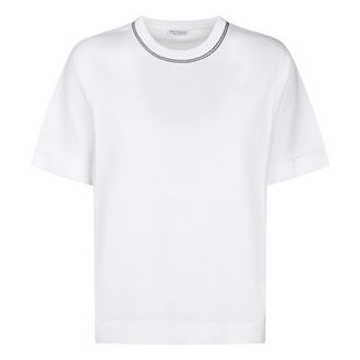 Brunello Cucinelli Jersey T-Shirt - - Tops - Damen - Wei&szlig; - M