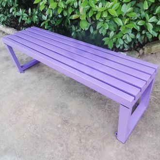 Generic Modern Gartenbank Ohne Lehne Metallbank Garten Wetterfest mit Befestigungsl&ouml;chern, 2 Personen Terrassenbank Lattensitzbank f&uuml;r Veranda, Rasen, Schulen