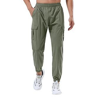 Generic Pantalon de surv&ecirc;tement pour homme - L&eacute;ger - Pantalon de jogging avec poches multiples - Pantalon de surv&ecirc;tement avec poignets - Pantalon cargo respir