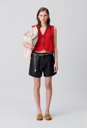 Claudie Pierlot &Auml;rmellose H&auml;kelstrick-Cardigan