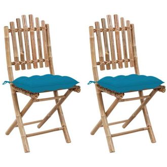 vidaXL Chaises pliables de jardin lot de 2 avec coussins Bambou vidaXL