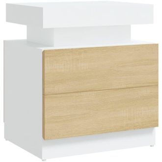 vidaXL Table de chevet Blanc et ch&ecirc;ne sonoma 45x35x52 cm Agglom&eacute;r&eacute; vidaXL