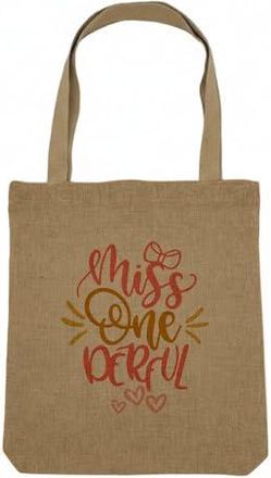 Fabulous Sac Shopping Tote Bag Aspect Lin - Ms One Derful Calligraphie Merveilleux Wonderful Maman M&egrave;re - Sac de Courses Toile Epaisse 360g Beige Naturel Cabas