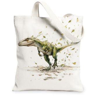 Generic Sacs fourre-tout en toile avec motif dinosaure, respectueux de lenvironnement, l&eacute;gers et lavables, sacs d&eacute;picerie pour lext&eacute;rieur, les voyages et le s