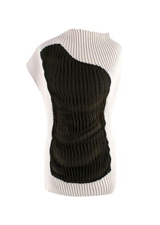Issey Miyake Technical Jersey Pleated Colour-block Top Size M