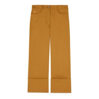 Oltre Femme, Pantalons, Jaune, Taille: 38 FR Pantalon court &agrave; revers