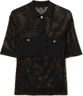 Twinset Femme, Tops, Noir, Taille: 40 FR Polo ajour&eacute;