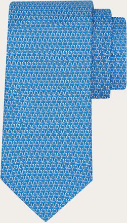 Ferragamo Herren Seidenkrawatte mit Gancini tricot-Print Blau