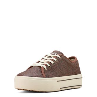 Ariat Womens Skylar Trainer Shoes in Brown Floral Emboss, B Medium Width, Size 41.5, by Ariat