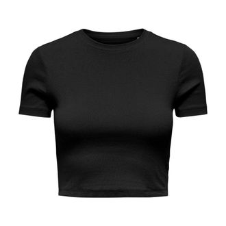 Only Only, Femme, Tops, Noir, Taille: 42 FR T-shirt en coton &agrave; manches courtes et col rond