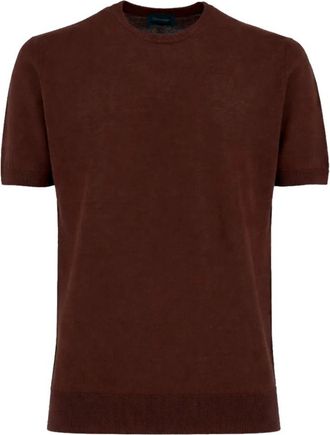 Drumohr Homme, Pulls, Brun, Taille: XL T-shirt en maille &agrave; col rond