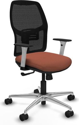 Piqueras y Crespo Alfera Arbeitsstuhl mit wei&szlig;en und schwarzen Armlehnen, h&ouml;henverstellbare Lendenwirbelst&uuml;tze, ausgestattet mit Sincro 4 Positionen und Schneideschaum,