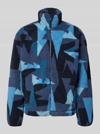 Napapijri Fleecejacke im Allover-Look mit Stehkragen