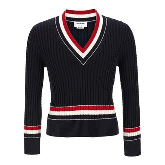 Thom Browne Braid Cotton Sweater - - Knitwear - Herren - Blau - S