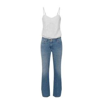 Elisabetta Franchi Floral bestickter Jumpsuit mit Denim-Unterteil - - Jumpsuits & Playsuits - Damen - Mehrfarbig - S