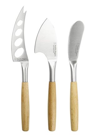 Stanley Rogers Käsemesser-Set, hochwertige Käseschneider ideal für Hart-, Weich- & Frischkäse, geschlitztes Messer mit Edelstahlklinge, langlebiges Käsebeil (Farbe: 
