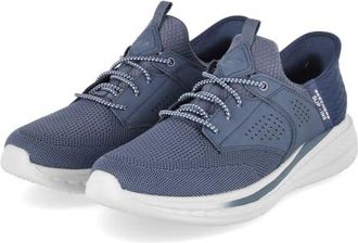 Skechers Homme Slade Caster Chaussures de Sport Slip ins, Bleu Marine, 44 EU