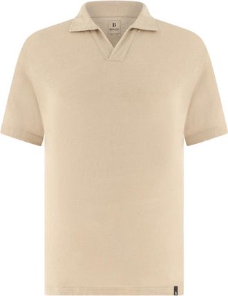 Boggi Milano Homme, Tops, Beige, Taille: 2XL Polo en jersey de lin stretch