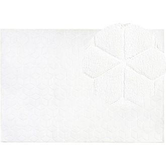 Beliani Tapis Blanc en Polyester 160 x 230 cm Moelleux Fausse Fourrure de Lapin Thatta