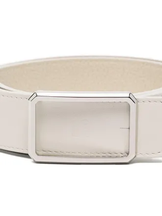 Maison Boinet Leather with Rectangular Buckle Belt - Ivory