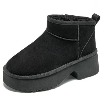 Mishansha Damen Winterstiefel Warm Chunky Heels Schneestiefel, Schwarz 41