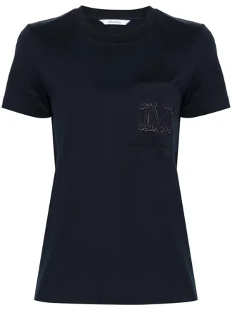 Max Mara t-shirt en coton Papaia à logo brodé - Bleu