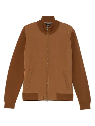 BOSS veste zippée à empiècements contrastants - Marron