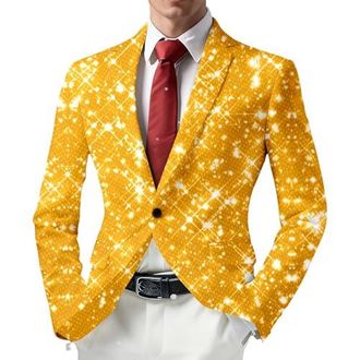 Generico DUHENWU Veste &agrave; paillettes pour homme - Imprim&eacute; multicolore - Veste de costume de carnaval - Veste slim fit blazer des ann&eacute;es 70 et 80 - Tenue de f&ecirc;te