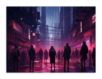 Wallario Herdabdeckplatte/Spritzschutz aus Glas, 2-teilig, 70x52cm mit 13 mm hohen Füßen, für Ceran- und Induktionsherde, Aufstand in der Stadt