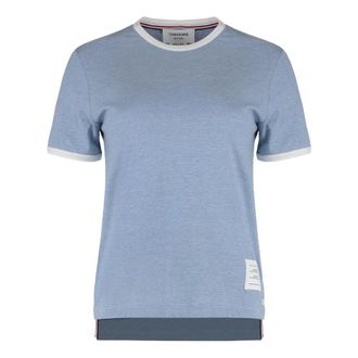 Thom Browne Baumwoll T-Shirt mit Tricolor Detail - - Tops - Damen - Blau - S