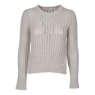 Herno Femme, Pulls, Gris, Taille: 38 FR Pull Gris Col Rond en Lurex