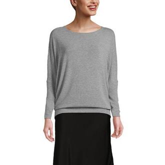 Lands End Shirt mit Fledermaus&auml;rmeln aus softem Viskosemix, Damen, Gr&ouml;&szlig;e:40-42 regular, Grau, Viskose-Mischung/Polyester-Mischung, by Lands End