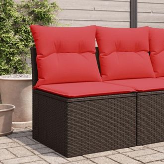 vidaXL Gartensofa ohne Armlehnen mit Kissen Braun Poly Rattan - Vidaxl