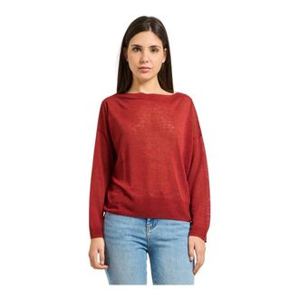 iBlues Femme, Pulls, Rouge, Taille: 40 FR Pull en Lin M&eacute;lange Coupe OEuf