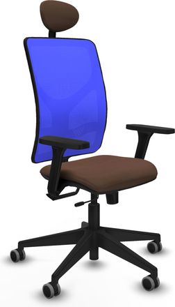 Piqueras y Crespo Sicherheitsstuhl mit 3D-Armen, h&ouml;henverstellbarer Lendenwirbelst&uuml;tze und festem Kopfteil, ausgestattet mit Syncro/Traslack und Schneideschaum, Blau/Du