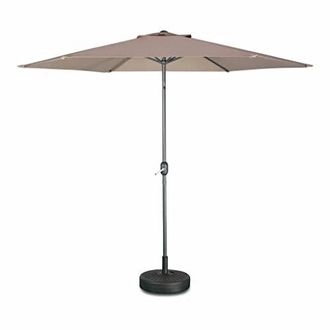 Alice's Garden Parasol droit rond &Oslash;300cm - Touquet Taupe - m&acirc;t central en aluminium orientable et manivelle douverture