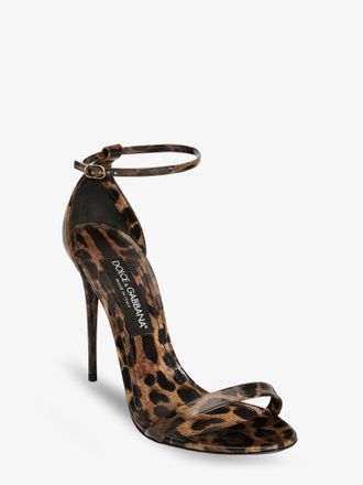 Dolce & Gabbana Womens Leather Sandals Leopard Print Multicolour