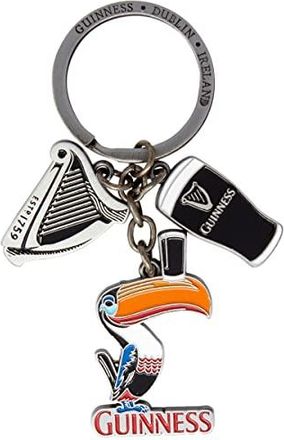 Guinness Officiel Guinness Multi-Charm Porte-Clés avec Pinte, Harpe et Toucan Breloques
