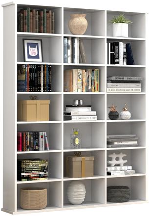 VCM Holz CD DVD Standregal B&uuml;cherregal Medienregal Raumteiler Deko Regal Megosa M