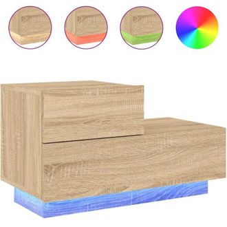 vidaXL Nachttisch mit LED-Leuchten Sonoma-Eiche 70x36x40,5 cm Vidaxl