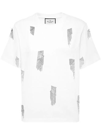 Philipp Plein t-shirt à franges - Blanc