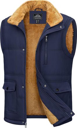 Magcomsen Weste Herren Fleeceweste Outdoor Gefüttert Winterjacken Winddicht Daunenweste Männer Warme Stehkragen Arbeitsweste Thermo Ärmellos Übergangsjacke Dunk