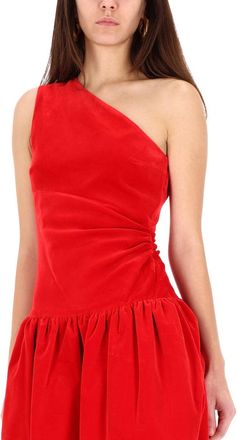 Patou One-Shoulder Bloomer Effect Mini Dress - Red