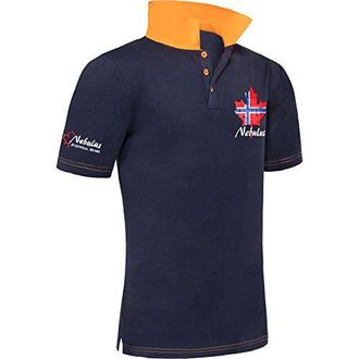 Nebulus Sandy Polo pour homme avec broderie pour homme Chemise à manches courtes pour homme, bleu marine, XL