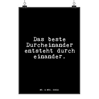 Mr. & Mrs. Panda Bild Das beste Durcheinander entsteht... DIN A3 - Geschenk, Spr&uuml;che, Partner, Wandbild, wanddeko, Glizer Spruch Weisheiten Zitate Lustig Weisheit Wort