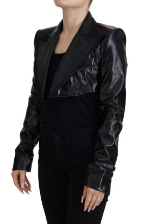 Dolce & Gabbana Womens Black Long Sleeves Crop Blazer Cotton Jacket Clothing
