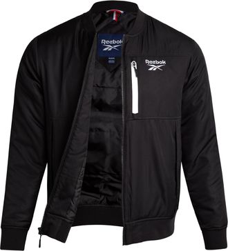Reebok Herren-Bomberjacke - Isolierte Windjacke mit Rei&szlig;verschluss f&uuml;r Herren - l&auml;ssig, Golf, Fitnessstudio und Wandern, leichte Herren-Jacken, Schwarz, XL