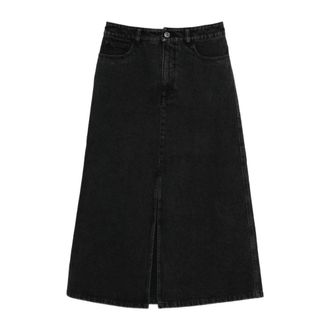 A.P.C. A.p.c. - Jupe midi &eacute;vas&eacute;e en denim avec fente avant - Femme - Jupes - Noir - Taille: 36 FR