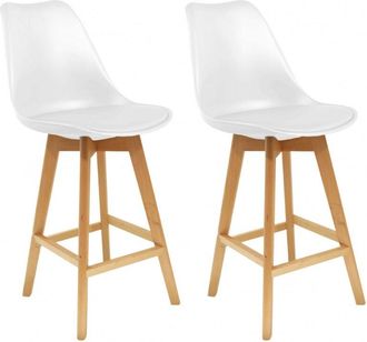Altobuy Parsa - Lot de 2 Chaises de Bar Blanches et Pieds Bois