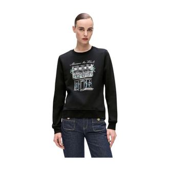 Karl Lagerfeld Femme, Sweatshirts et sweats &agrave; capuche, Noir, Taille: 44 FR SweaT-shirt en coton imprim&eacute;